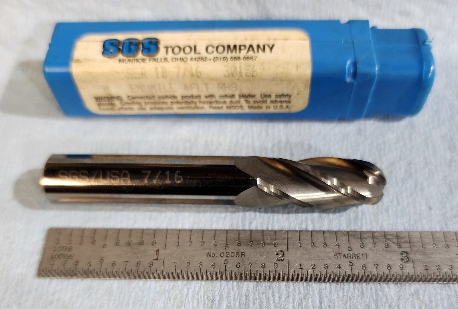 SGS Tool 30156 SER 1B 7/16 Ball End Mill 4 Flute, Single End, 2-7/8 OAL ...