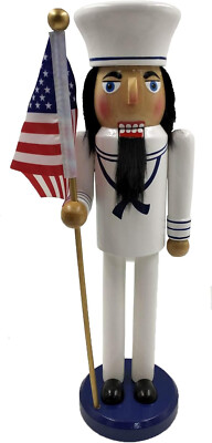 SANTA'S WORKSHOP 14" WOODEN U.S. NAVY SAILOR w/FLAG CHRISTMAS ...