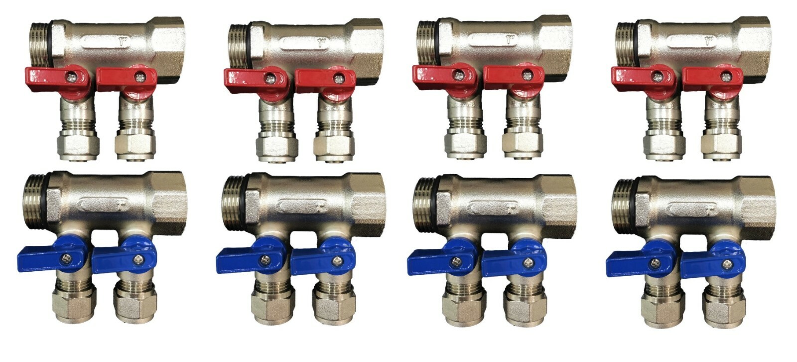 3/4" 8-Loops Ball Valve Brass PEX Plumbing Manifolds for 1/2" PEX - Red ...