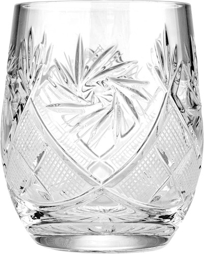 NEMAN 7 Oz Crystal Beverage Glasses, Hand Made Old-Fashioned Glassware ...