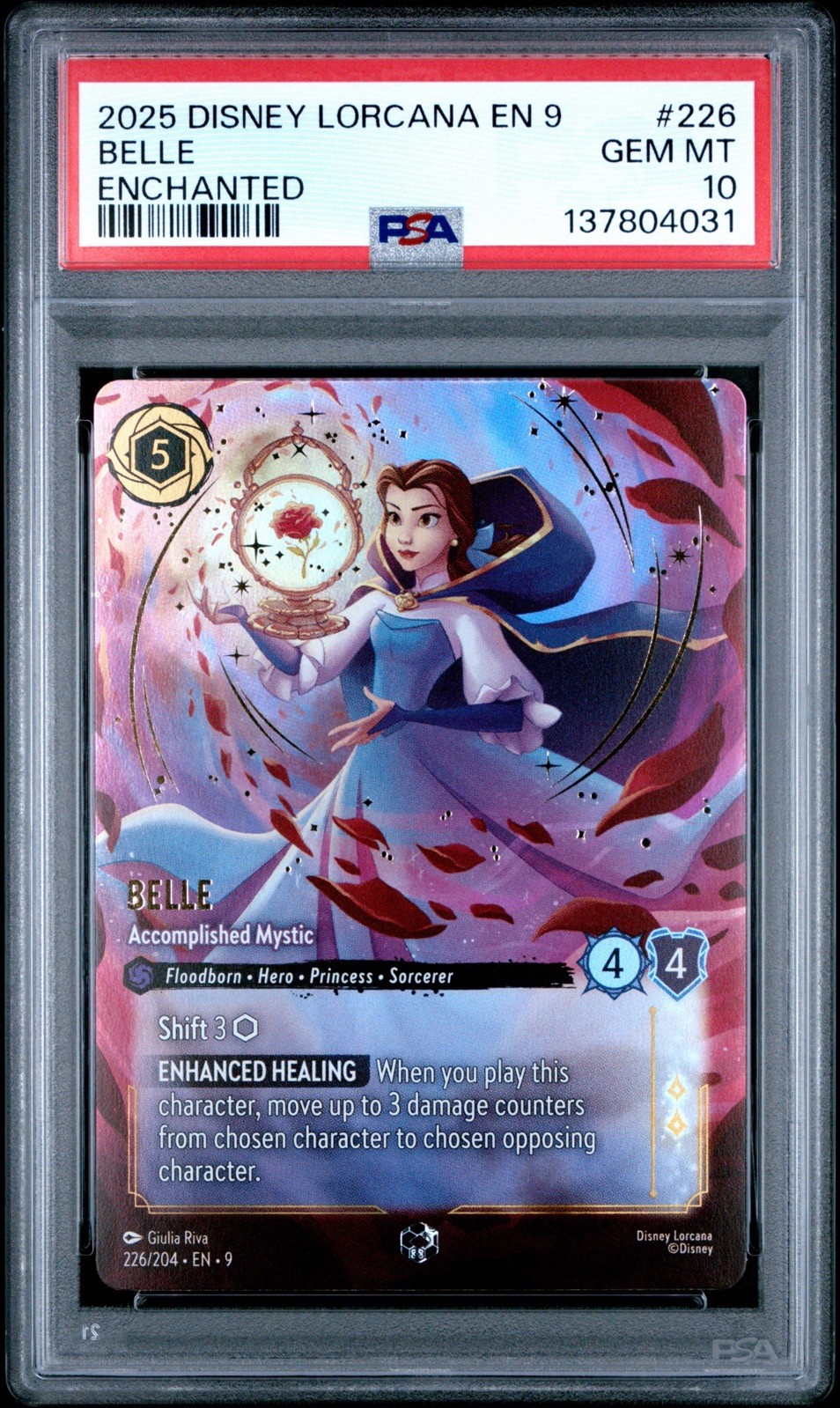2025 DISNEY LORCANA EN 9-FABLED ENCHANTED BELLE ACCOMPLISHED MYSTIC PSA ...