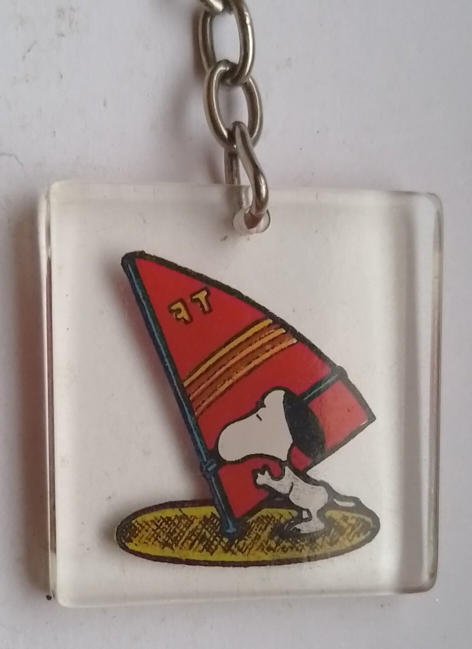 Vintage Retro Keyring Key RING Snoopy Dog on surf sail board surfing ...