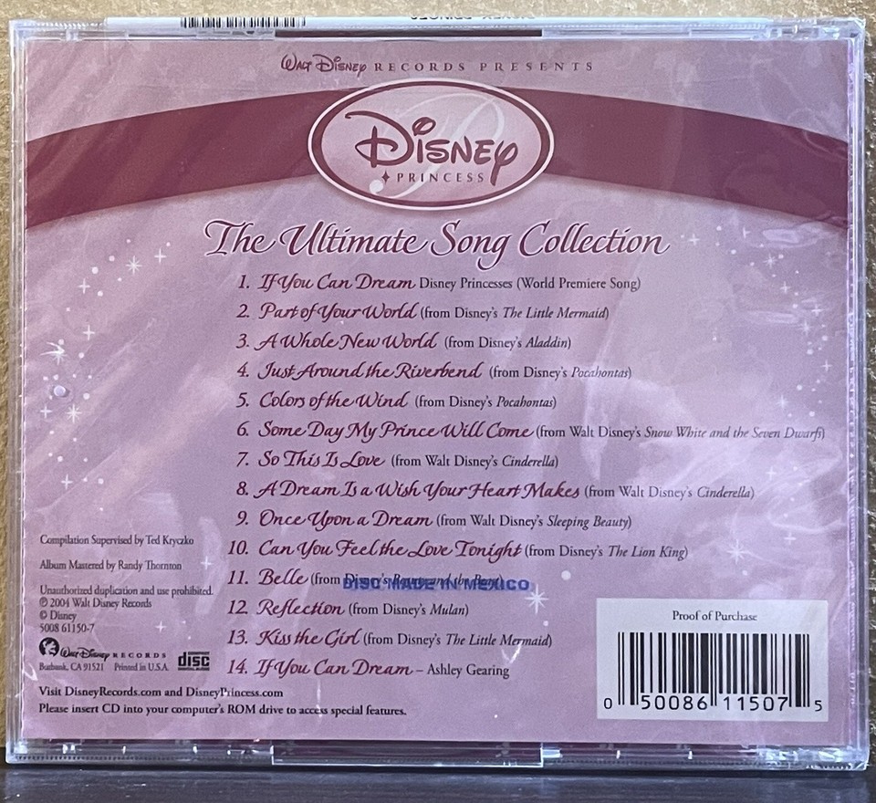 Disney Princess: The Ultimate Song Collection CD 2004 Disney 12 Magical ...