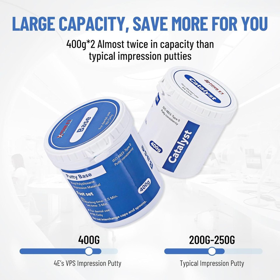 Dental Impression Putty Fast Set 800g VPS Putty (400g Base & 400g ...
