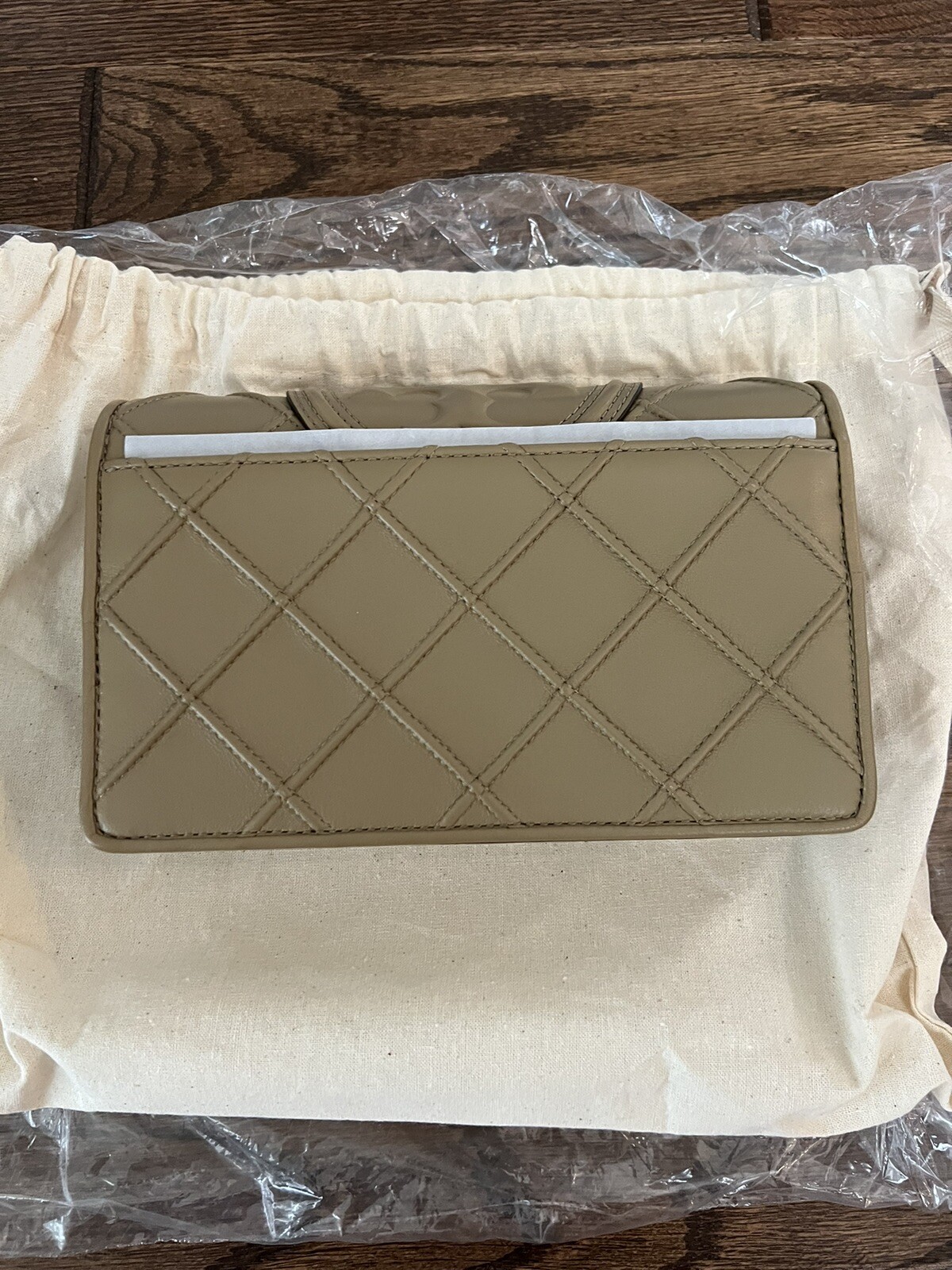 Tory Burch Fleming Woven Chain Wallet Shoulder Bag PEBBLESTONE | eBay