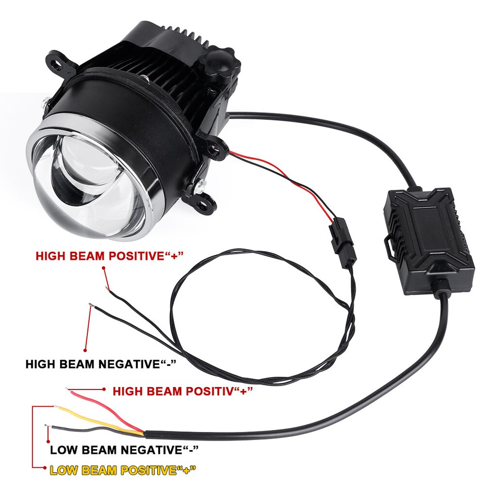 2PCS 3.0" Bi LED Fog Projector Lens Hi/Lo Beam Retrofit Fog Light Lamp ...