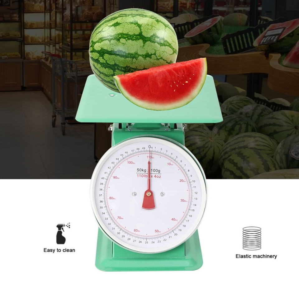 110LBS Heavy Duty Mechanical Weighing Scale Analog Food Scale Kitchen ...