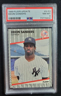 ERROR 1989 FLEER UPDATE #U53 DEION SANDERS GRADE 8 NM-MT NY YANKEES ...