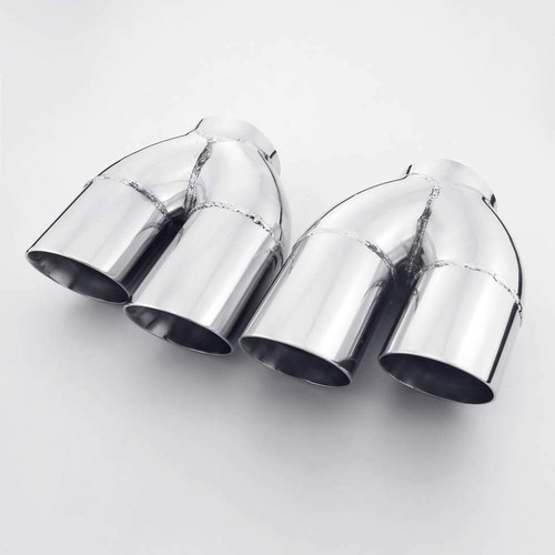 Pair Exhaust Tips Quad Angle Cut 3" Out 3" In 8" Long Dual Wall ...