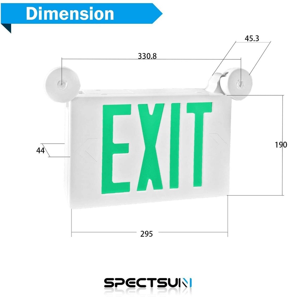 Led 2 Packs Green LED Exit Sign&Emergency Lights Exit Sign Lights ...