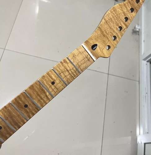 Left hand Stainless steel frets 22 fret roasted flame maple Tele guitar ...