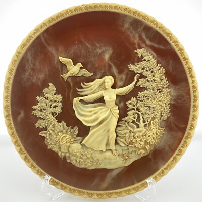VTG 1979 Art Deco Solid Incolay Stone Cameo Collector Plate To A ...