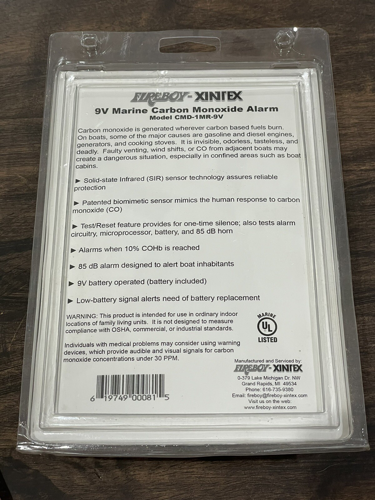 Fireboy-Xintex 9V Marine Carbon Monoxide Alarm CMD-1MR-9V for sale ...