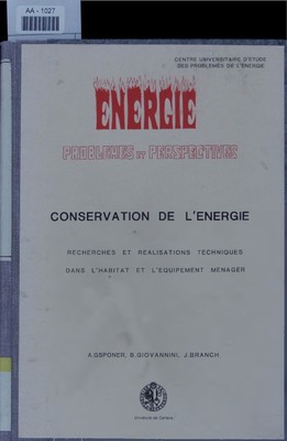 CONSERVATION DE L'ENERGIE. ENERGIE. PROBLEMES ET PERSPECTIVES GSPONER ...
