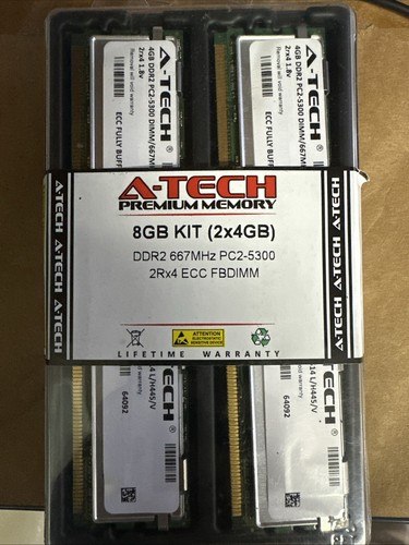 8GB KIT 2 x 4GB DIMM DDR2 ECC Fully Buffered PC2-5300 667MHz 667 MHz ...