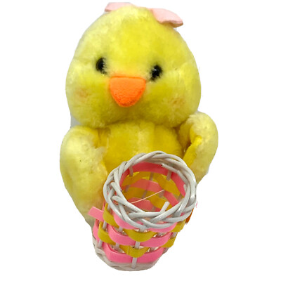 Vintage Russ Berrie Baby Easter Chick w/ Candy Basket Duck Plush Toy ...
