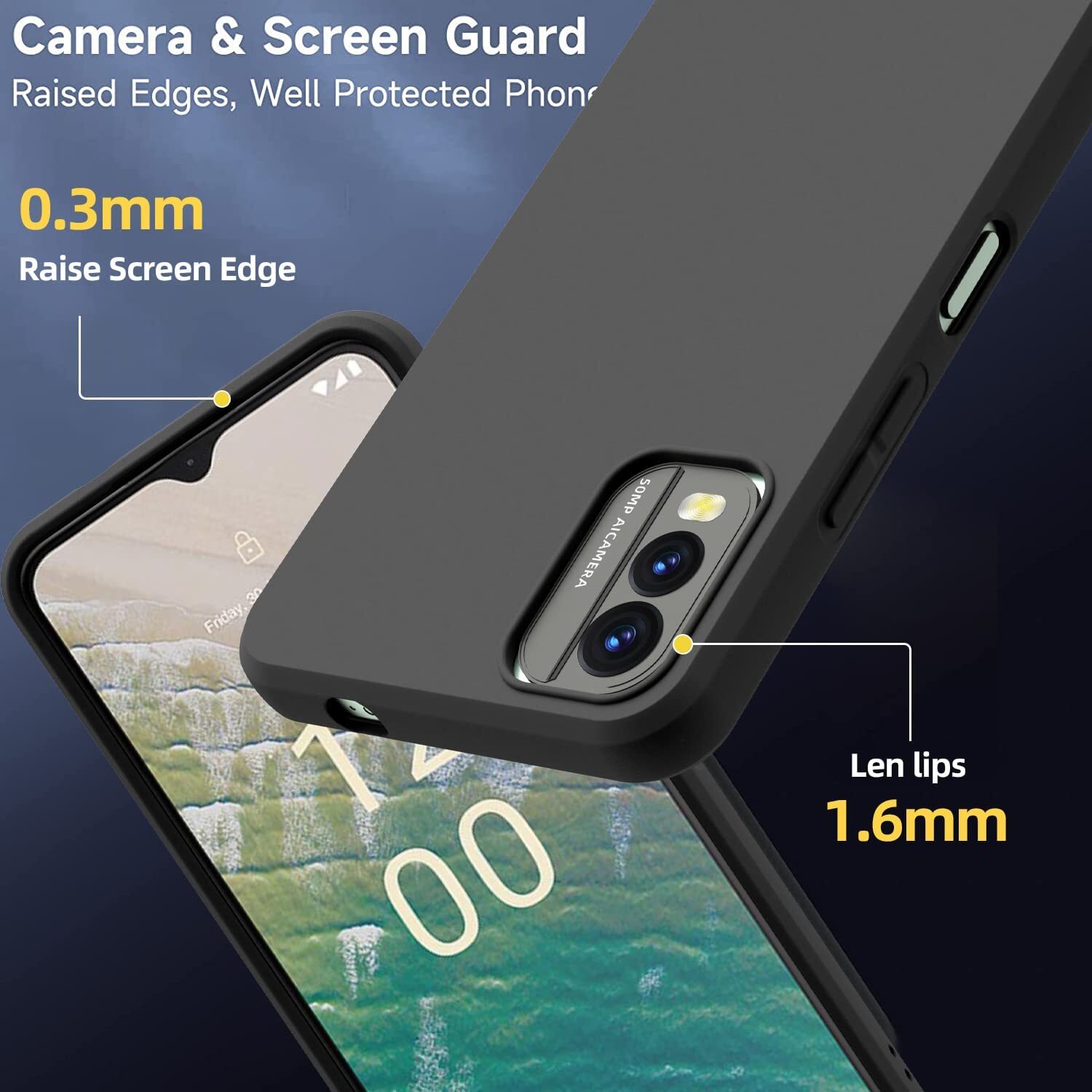 For Nokia C32 Case, Slim Silicone Gel Phone Cover Black | eBay