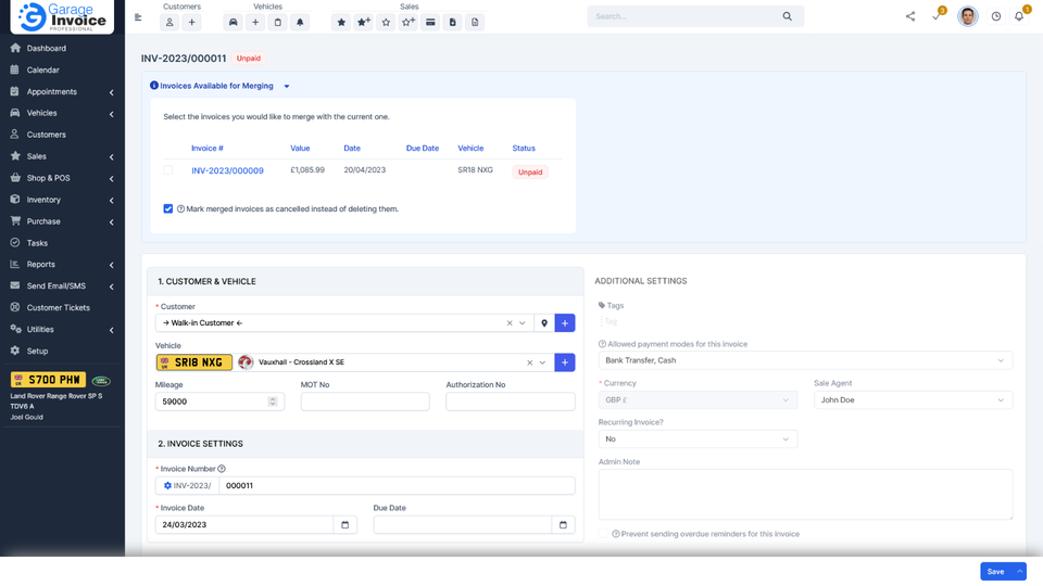 Car Garage & Workshop Management and Invoicing Software with ...