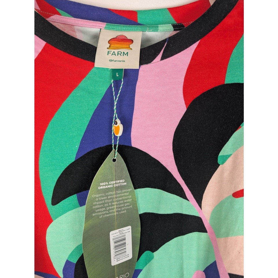 NWT Farm Rio Monstera Midi Dress Retro Colorful Artsy Sz Lg | eBay