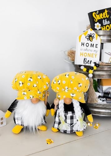 Bumble Bee Large Plush Gnomes - Set Of 2, 8.5 Inch, Soft Buffalo Check ...