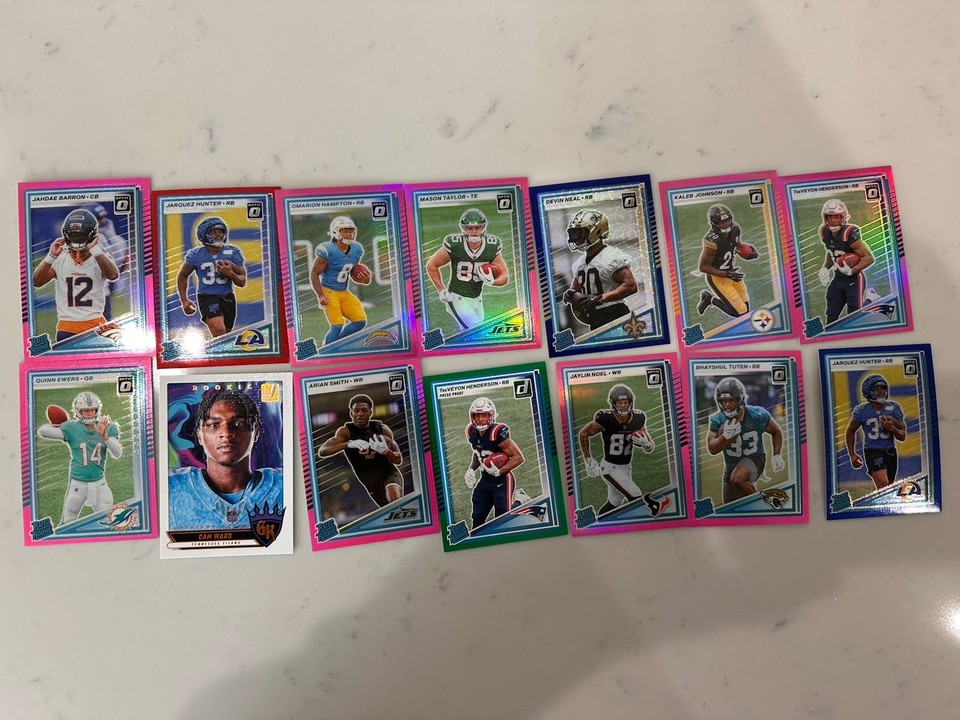 2025 OPTIC PREVIEW RC PARALLEL LOT OF 77 - PINK - RED WAVE - BLUE SCOPE ...