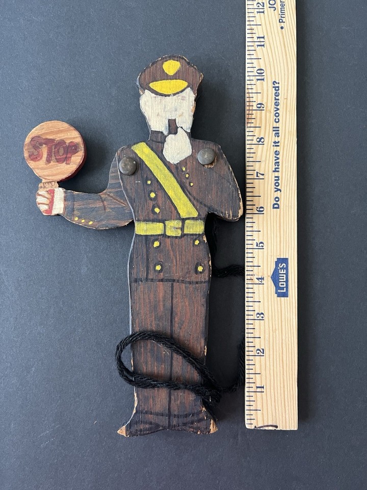 Primitive Antique Wood Toy Collectible Handmade Pull String Crossing ...