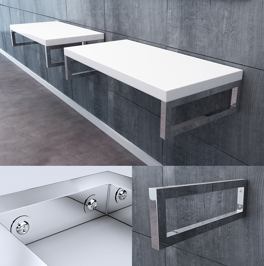 Bathroom Wash Basin Shelf Bracket Stainless Steel Wall Hung Heavy Duty ...