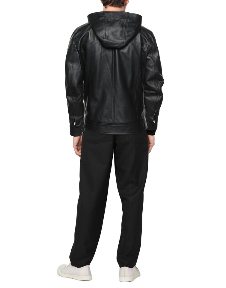 RRP €1373 MATCHLESS Leather Jacket Size L Black Lined Hooded Made in ...