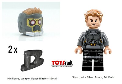 Lego 1 Minifigure Star-Lord - Silver Armor, Jet Pack complete Guns ...