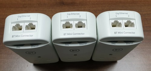 3 x BT Mini Connectors VERSION 2 1000Mb 1GB Gig Powerline Adapters BT ...