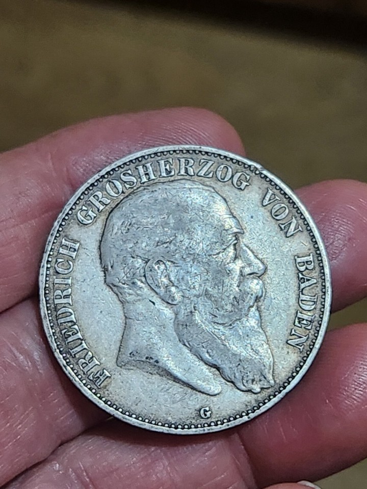 1903-G GERMAN STATES SILVER 5 MARK BADEN--NICE FUNF MARK | eBay