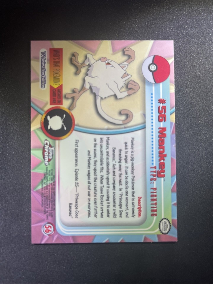 1999 Topps Chrome Pokemon TV Series 1 Mankey | eBay