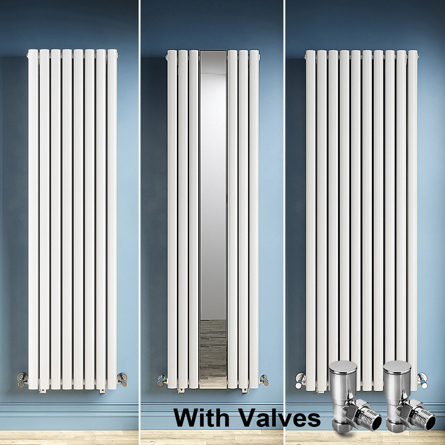 White Oval Column Radiator Vertical Central Heating Tall Upright Rad ...