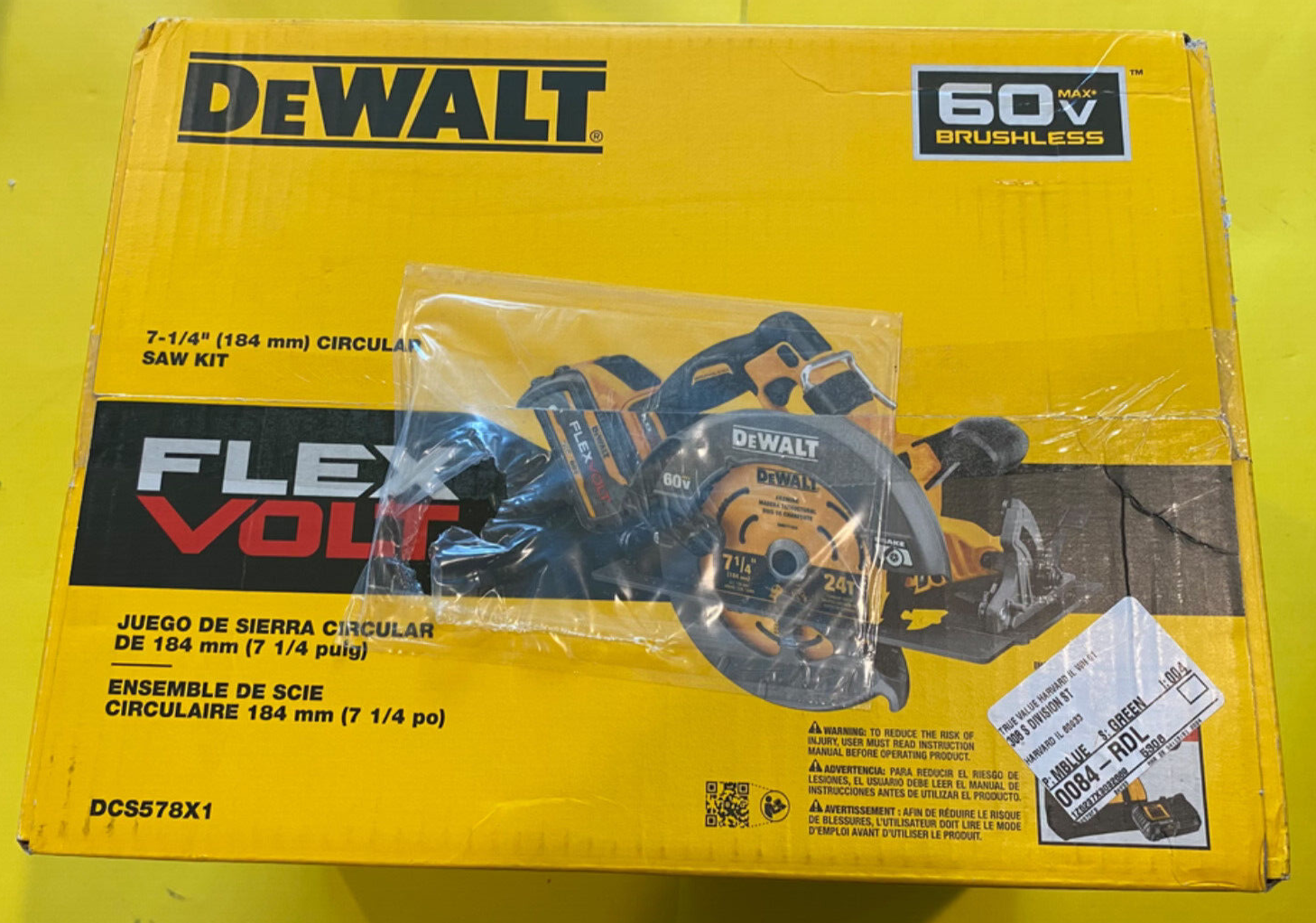 NEW DEWALT DCS578X1 7-1/4" Circular Saw Kit FlexVolt 9Ah Battery ...