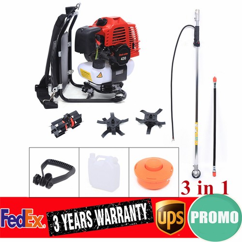 43CC 2 Stroke Backpack Gas Garden Brush Cutter Grass Trimmer Lawn Mower ...