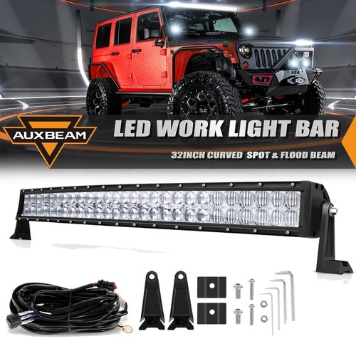 AUXBEAM 32"INCH 180W Curved LED Light Bar Spot Flood for Jeep Offroad ...