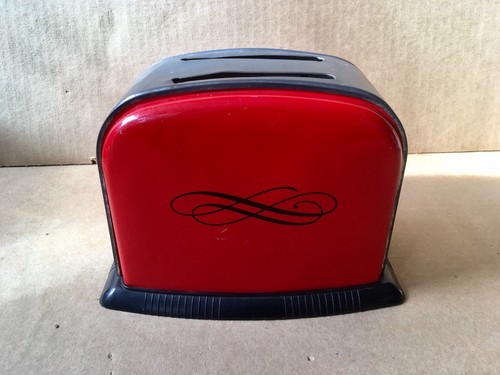 Vintage Toy Toaster, Mid-Century, Red Metal, Mechanical, Working, 5 ...