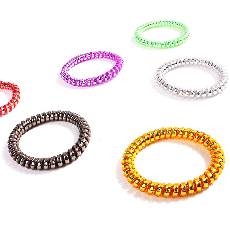 1Pcs Telephone Wire Elastic Rubber Band Traceless Girls Ponytail Hair ...