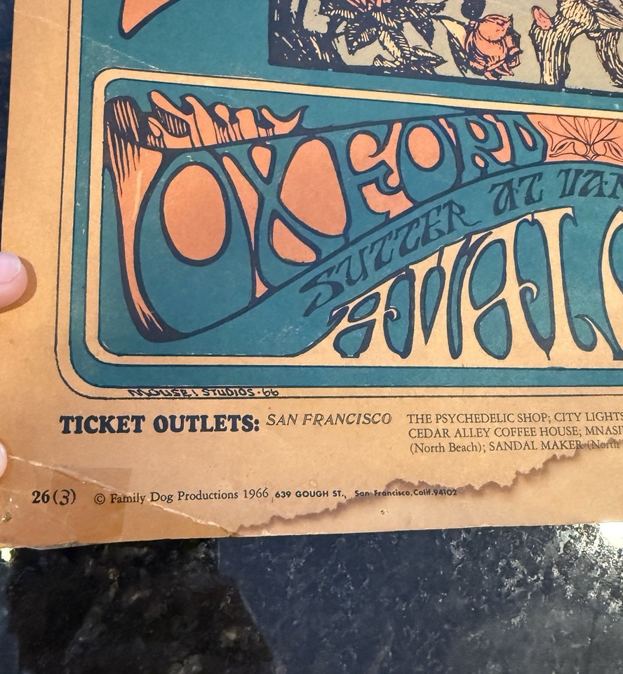1966 Grateful Dead FD-26-2, Avalon Ballroom ORIGINAL Skeleton & Roses ...