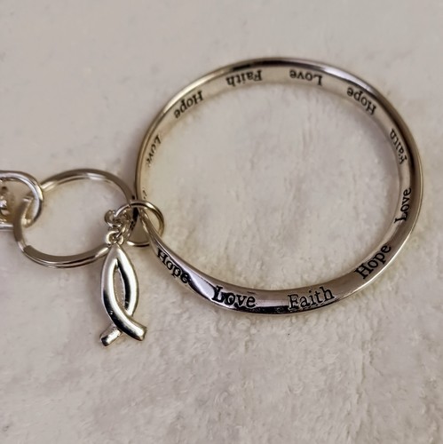 Christian Key Chain Faith Hope Love With Fish Charm Inspirational Gift ...