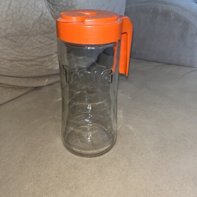 TANG Glass Pitcher - Orange Lid - 1 Qt Vintage Flip Top Drink Carafe | eBay