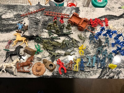 MARX TIM MEE FORT APACHE CIVIL WAR CAVALRY HORSES PLASTIC ARMY SPACE ...