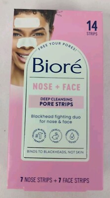 Biore Nose + Face Deep Cleansing Pore Strips - 7 Nose Strips & 7 Face ...