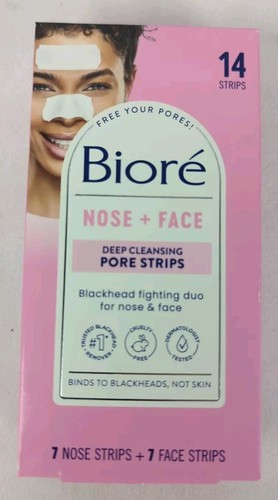Biore Nose + Face Deep Cleansing Pore Strips - 7 Nose Strips & 7 Face ...