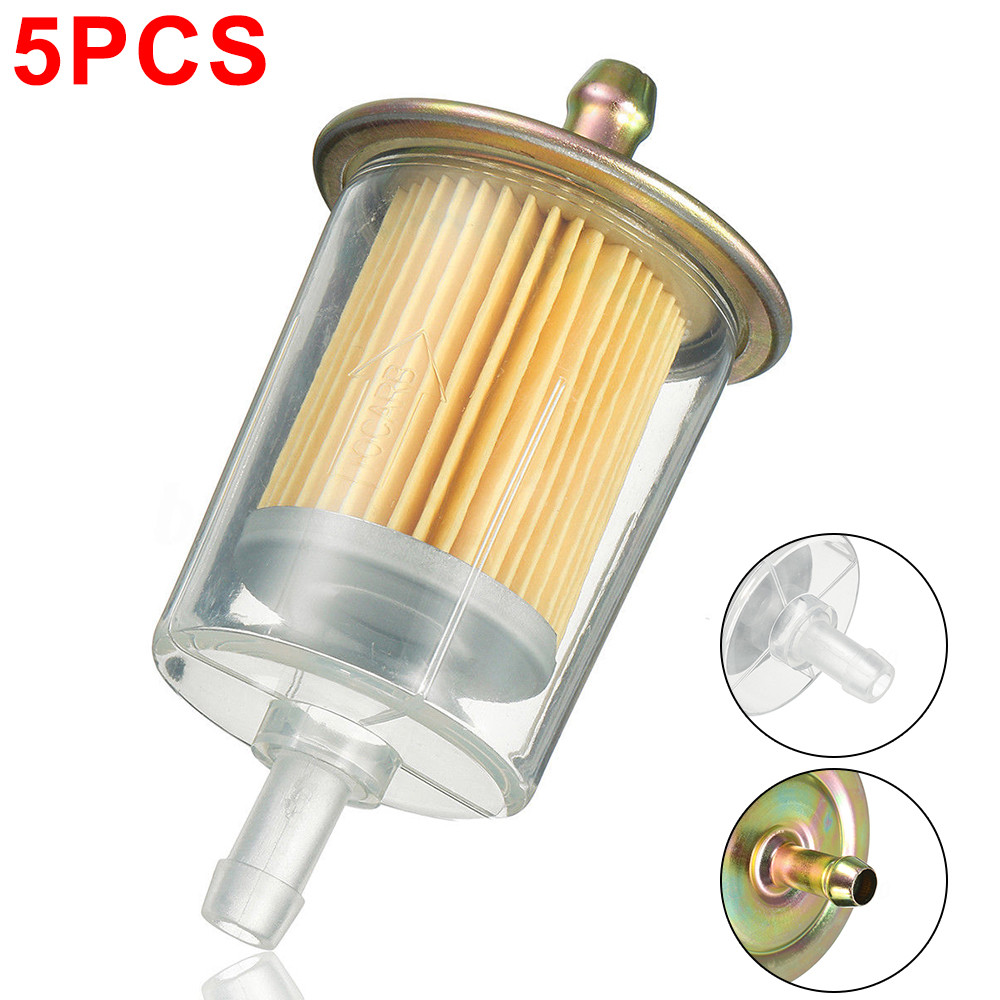5PCS 3/8" Clear Plastic Fuel Filters Universal Motorcycle Inline Gas ...
