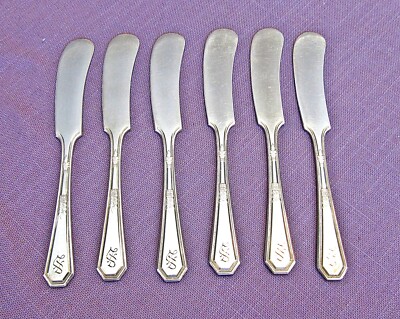SET OF 6 ANTIQUE 1923 WM ROGERS & SON AA SILVERPLATE BUTTER KNIVES ...
