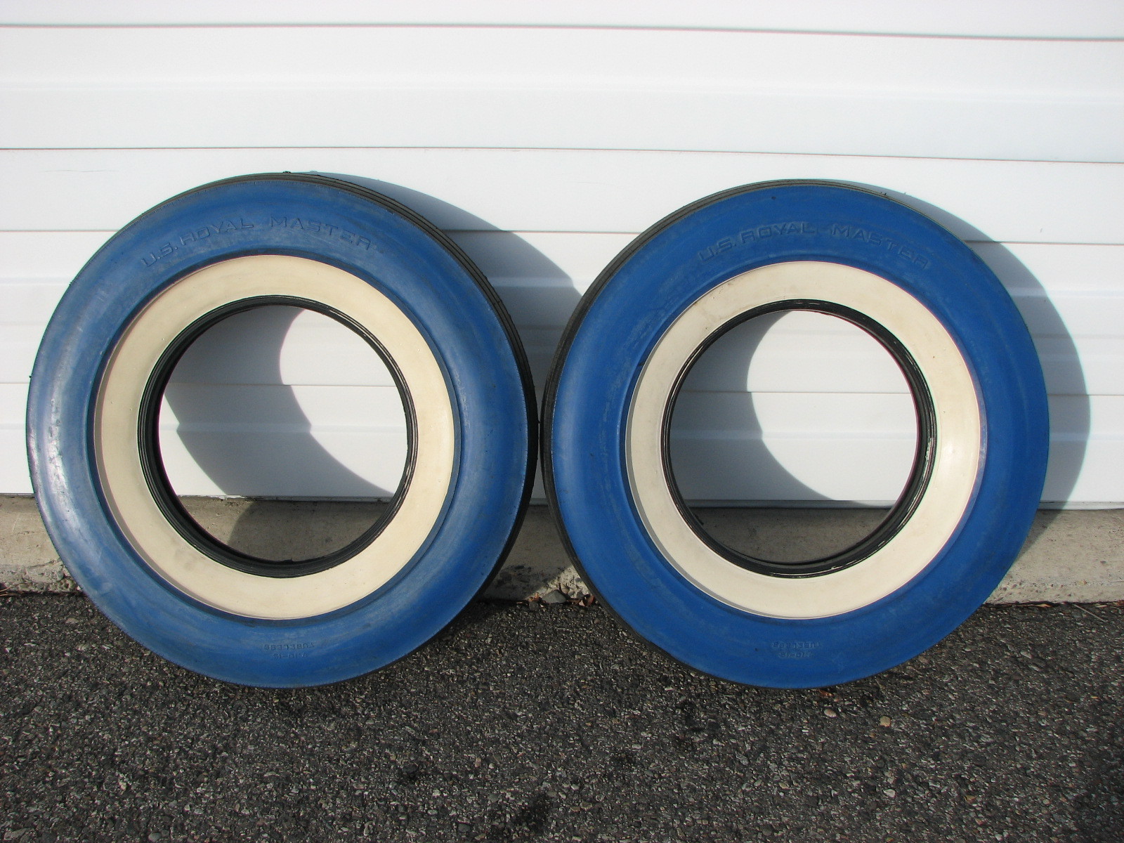 2 Vintage 1956 NOS 7.10-15 U S Royal Master Blue "Color Wall" White ...