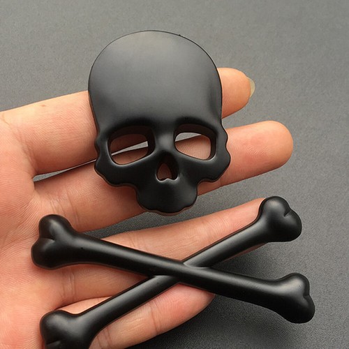 3D Skull Head Emblem Car Body Fuel Tank Bumper Cap Badge Sticker ...