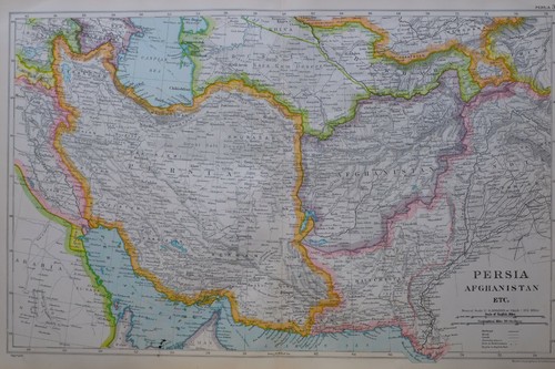 1919 Carte Perse Afghanistan Baloutchistan Pendjab Kaboul Khorasan ...