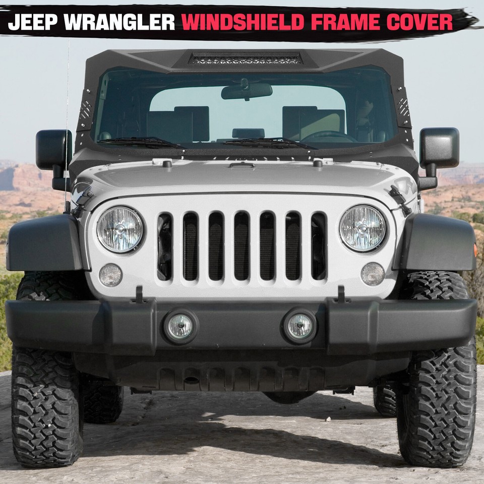 For Jeep Wrangler JK 2007-2018 Steel Armor Windshield Frame Cover Visor ...